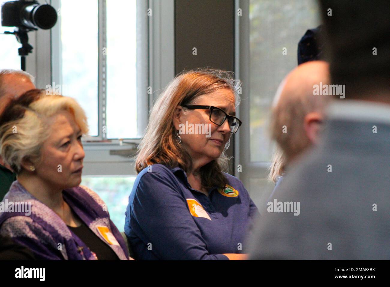 Kristin Ramstad, right, reacts as she hears Hideko Tamura Snider, a ...