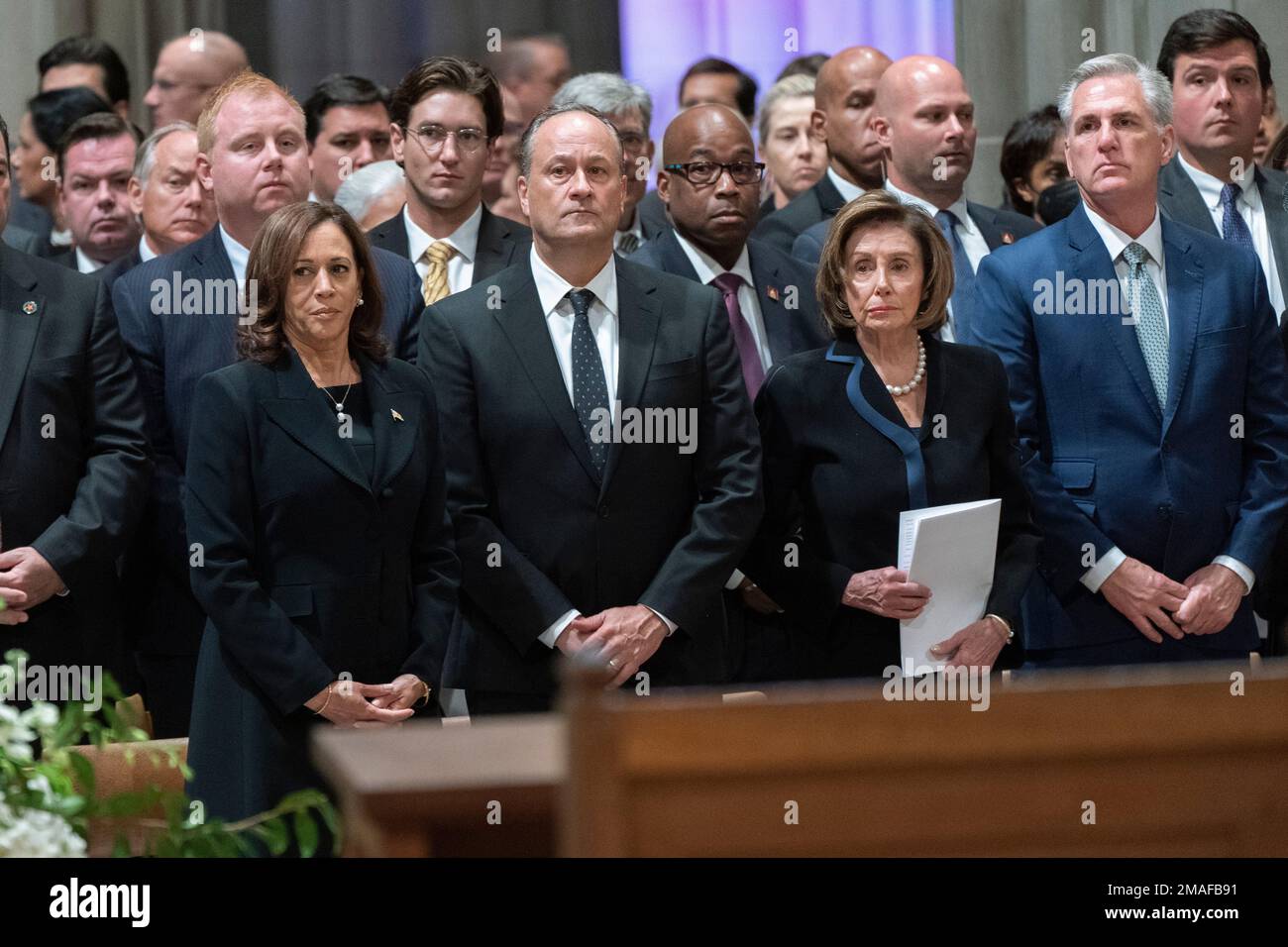 Vice President Kamala Harris, from left, her husband Doug Emhoff, House ...