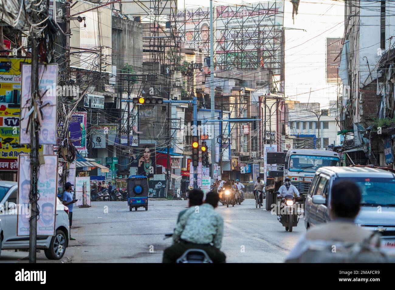 January, 2022, Raipur, chhattisgarh, A view of Raipur city Road people ...
