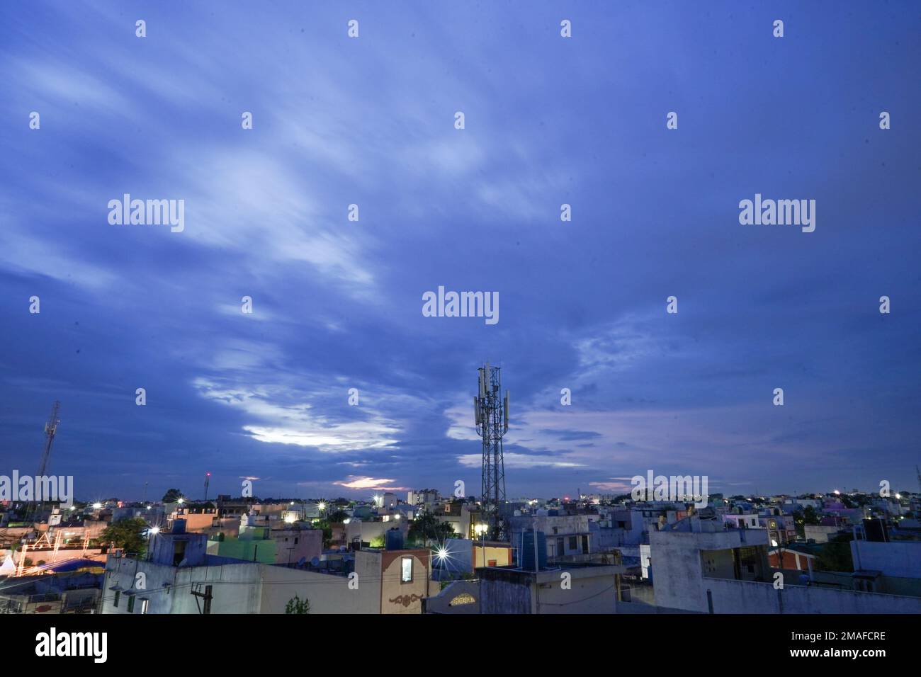 top view of city from terrace , raipur, chhattisgarh ,india, A ...