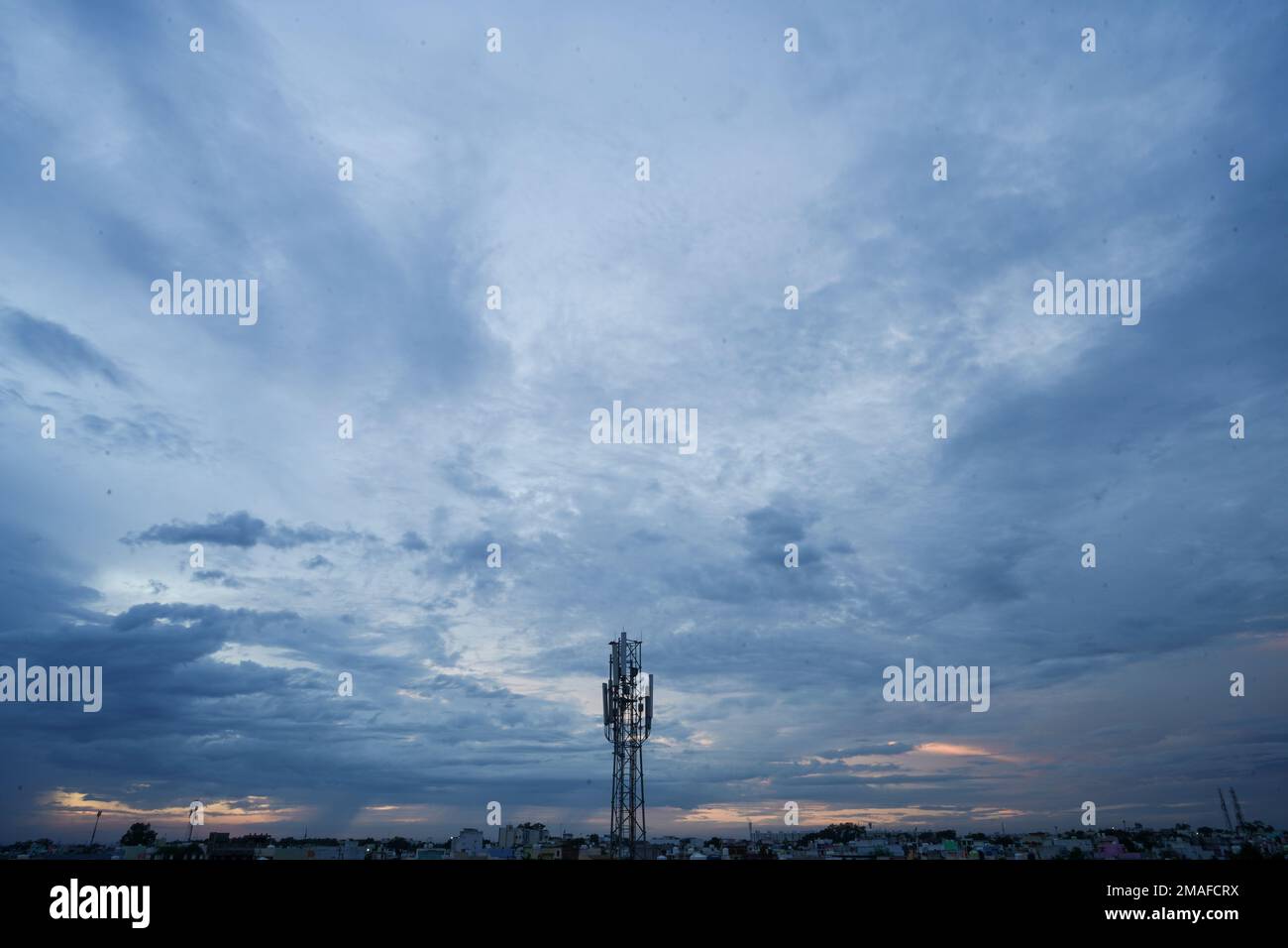 top view of city from terrace , raipur, chhattisgarh ,india, A ...