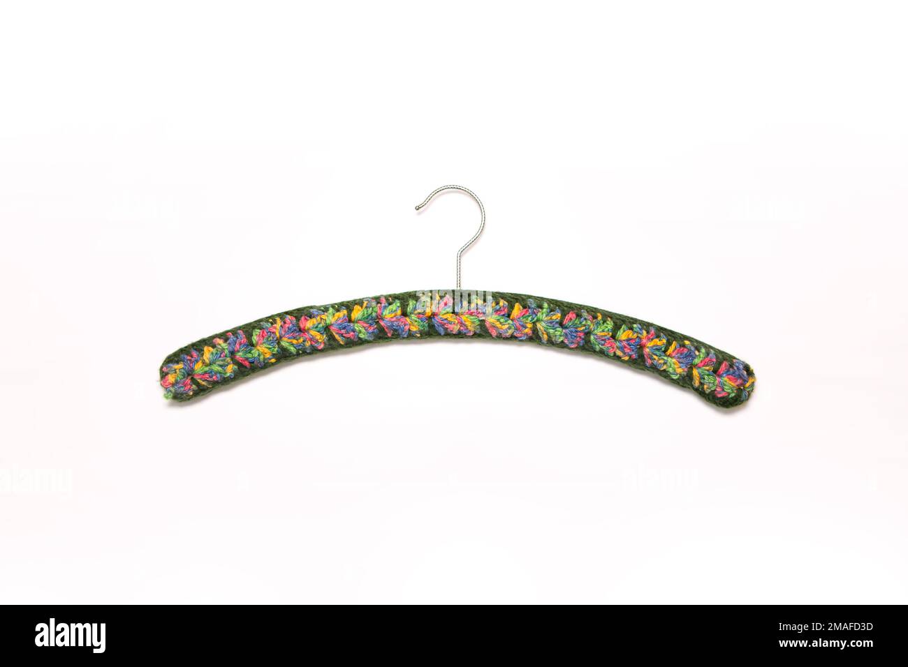 Recycled Hanger covered with crochet work. Crocheted shell stitch ...