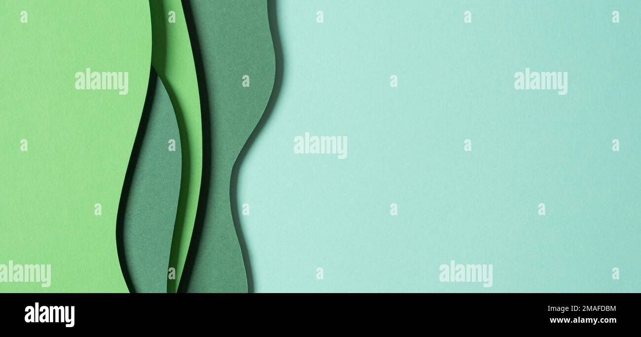 Abstract green color paper texture background. Minimal paper cut style ...