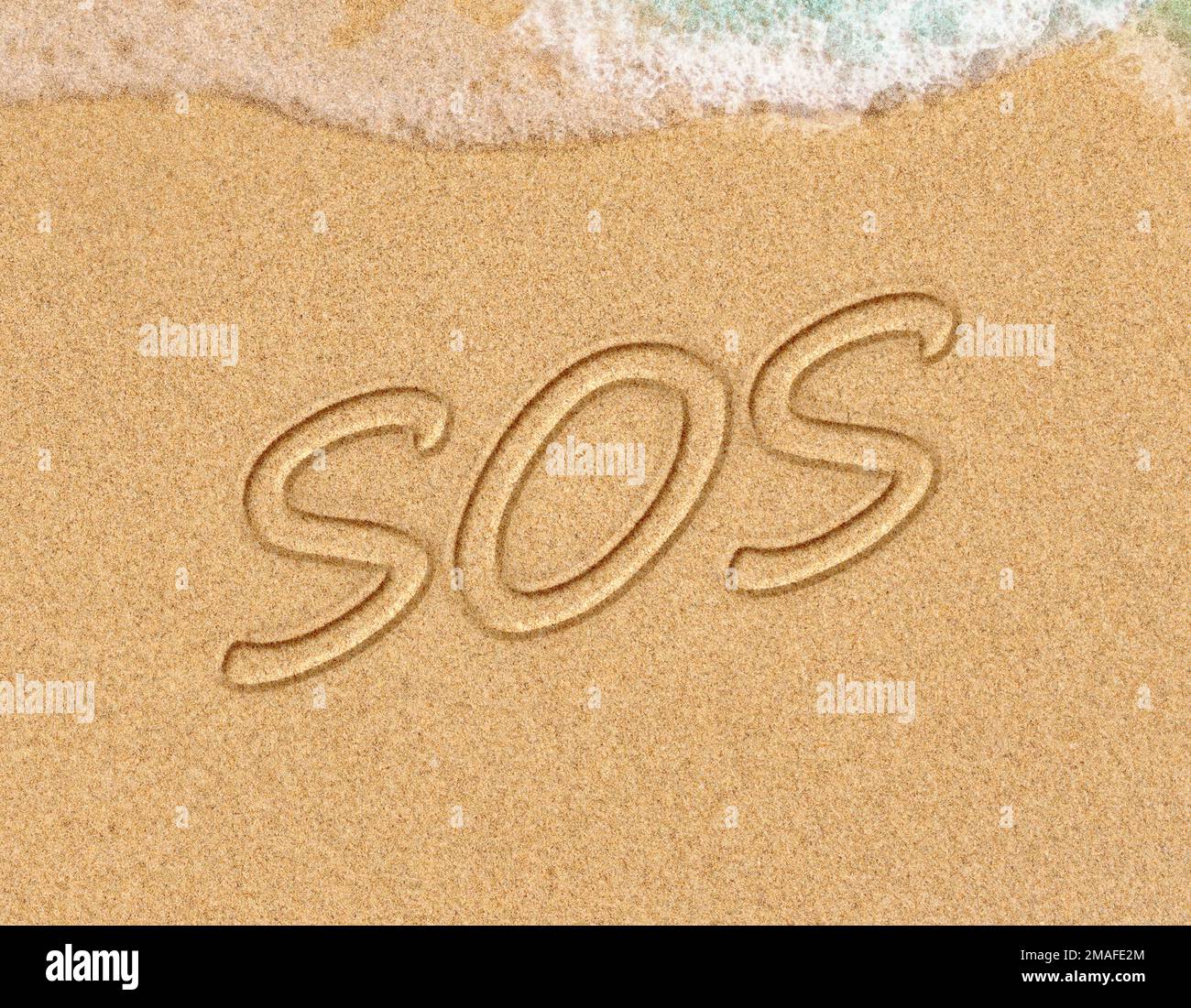 Environmental problem. Ecology concept. Plastic on the beach with sos ...