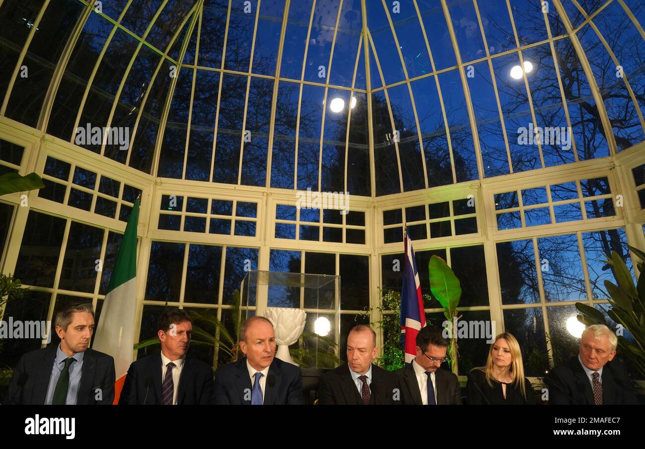 (left to right) Minister for Justice Simon Harris, Eamon Ryan, Tanaiste ...