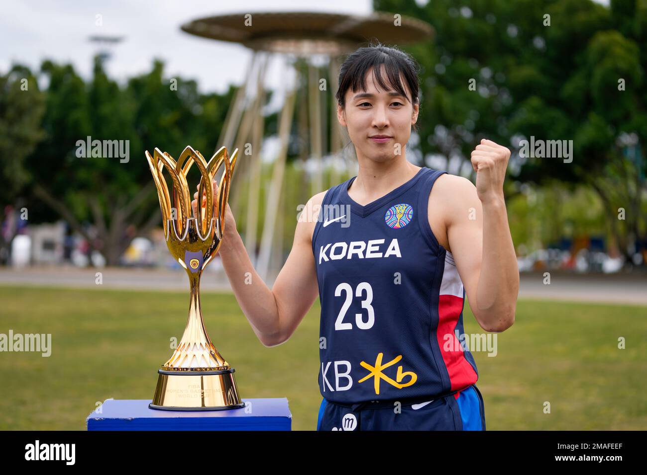 South Korea's Kim Danbi poses for a photo ahead of the women's Basketball World Cup in Sydney ...