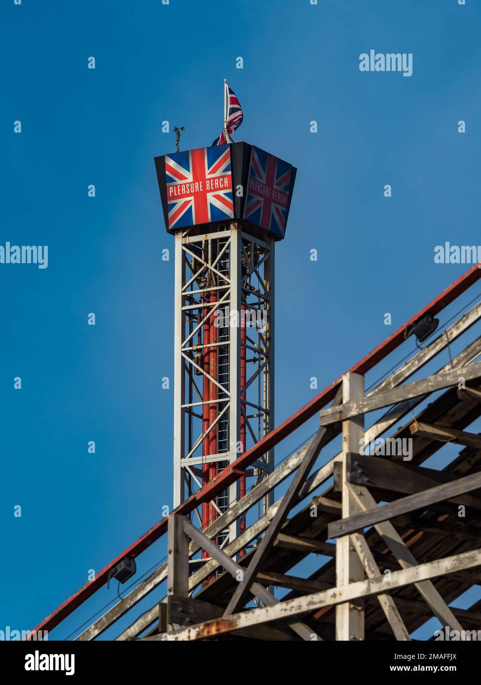 Pleasure Beach ride Blackpool seaside resort Lancashire UK Stock Photo ...