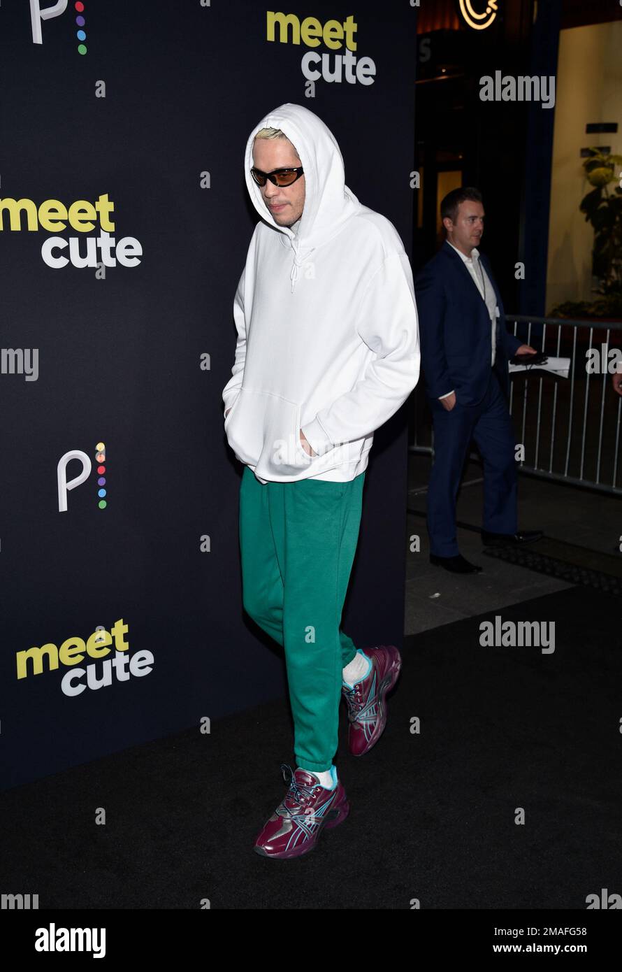 Pete Davidson attends the premiere of "Meet Cute," at Manhattan West ...