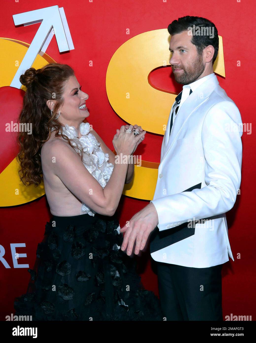 Debra Messing and Billy Eichner attend the premiere of "Bros" at AMC ...