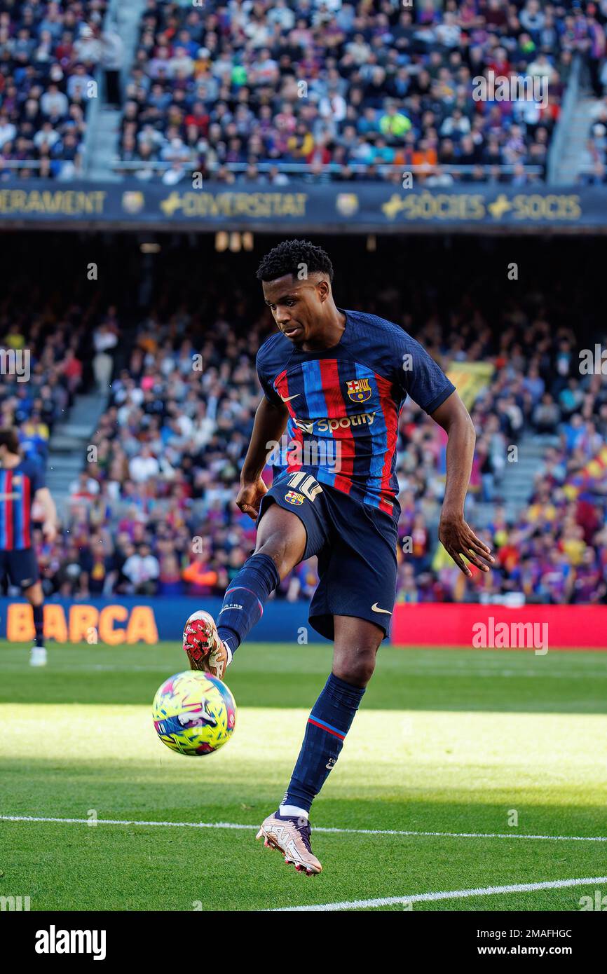 BARCELONA - DEC 31: Ansu Fati in action during the LaLiga match between ...