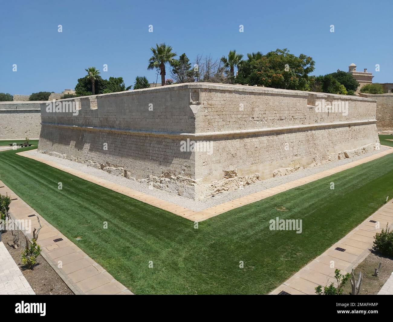 The view of De Redin Bastion surrounded by a high wall, a part of the ...
