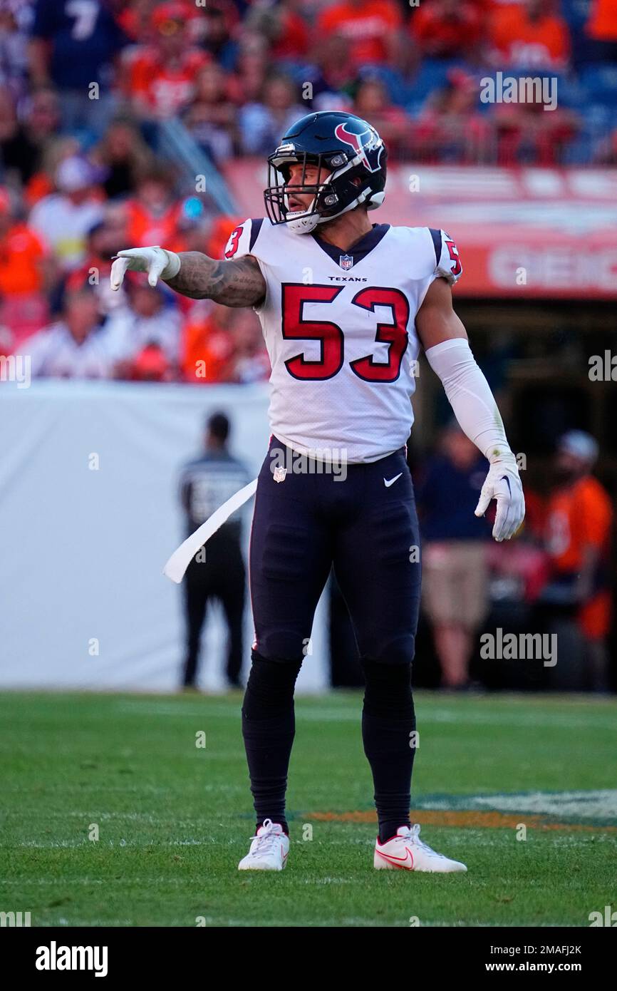 Houston Texans linebacker Blake Cashman (53) against the Denver Broncos ...