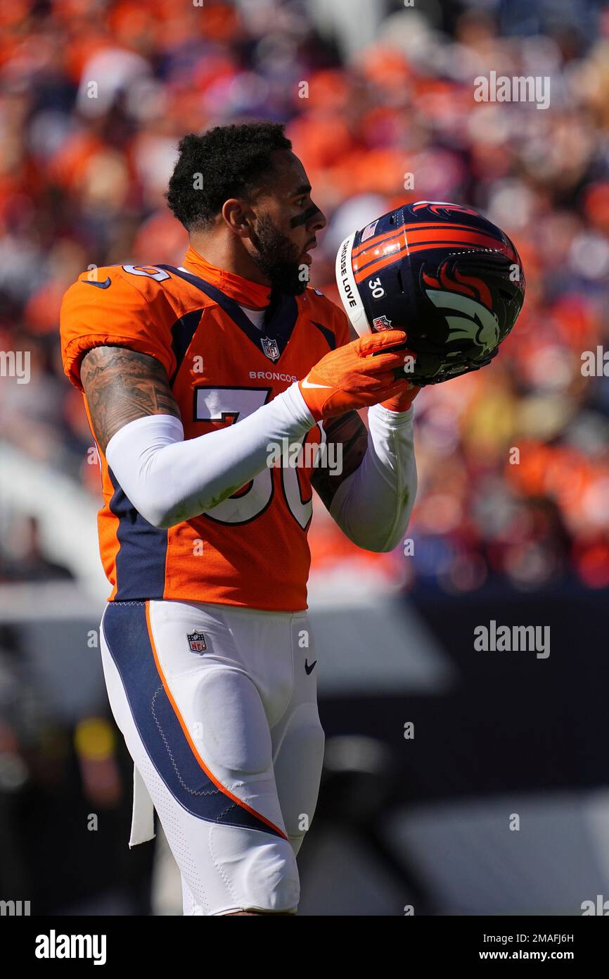 Denver Broncos linebacker Jonas Griffith (50) against the Houston ...