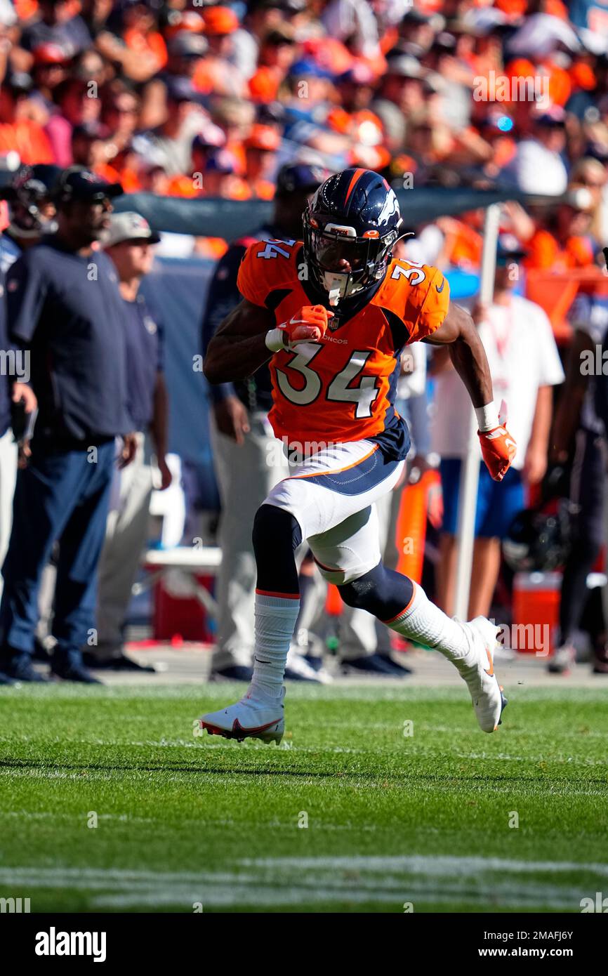 Denver Broncos cornerback Essang Bassey (34) against the Houston Texans ...