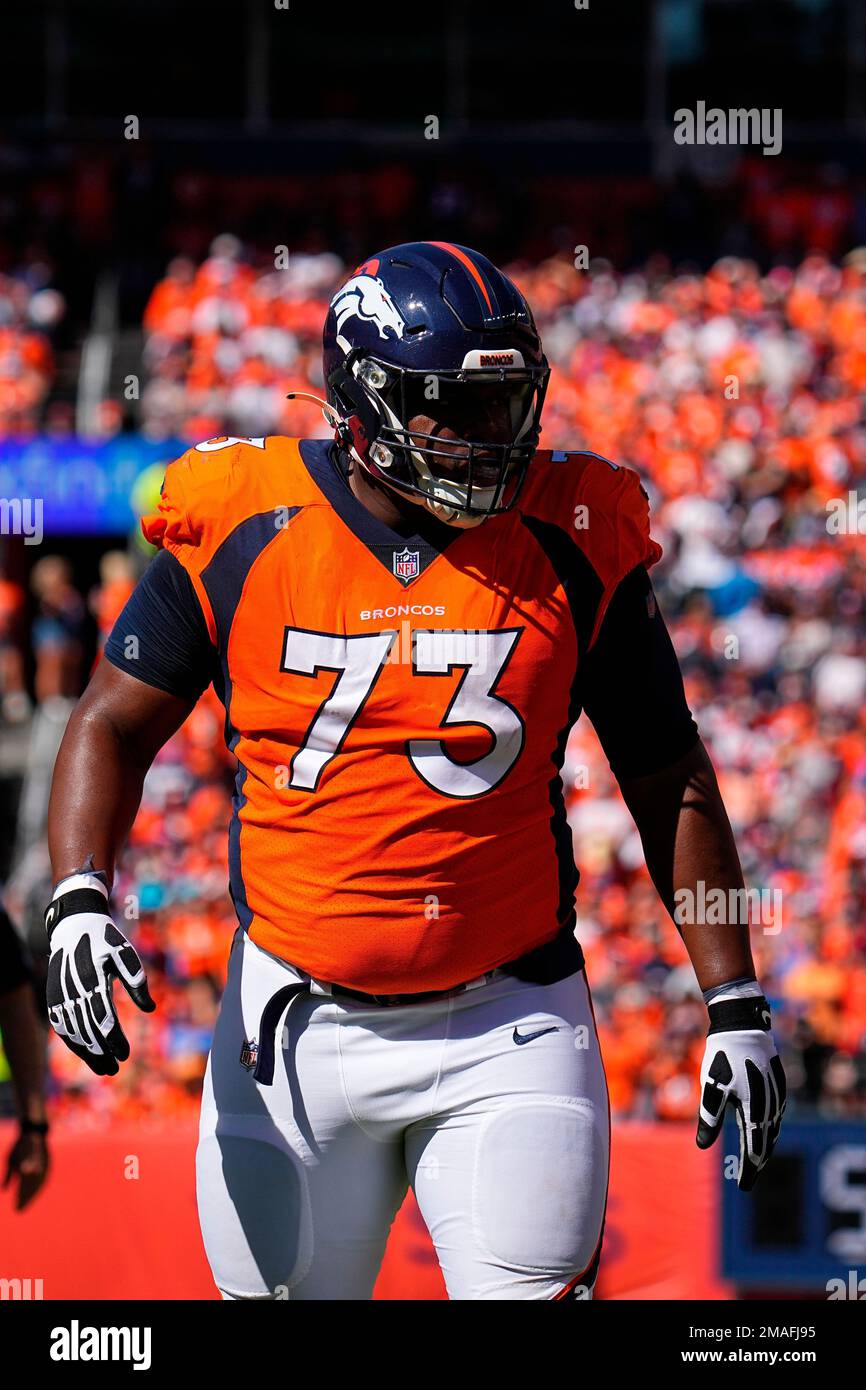 Denver Broncos offensive tackle Cameron Fleming (73) against the ...