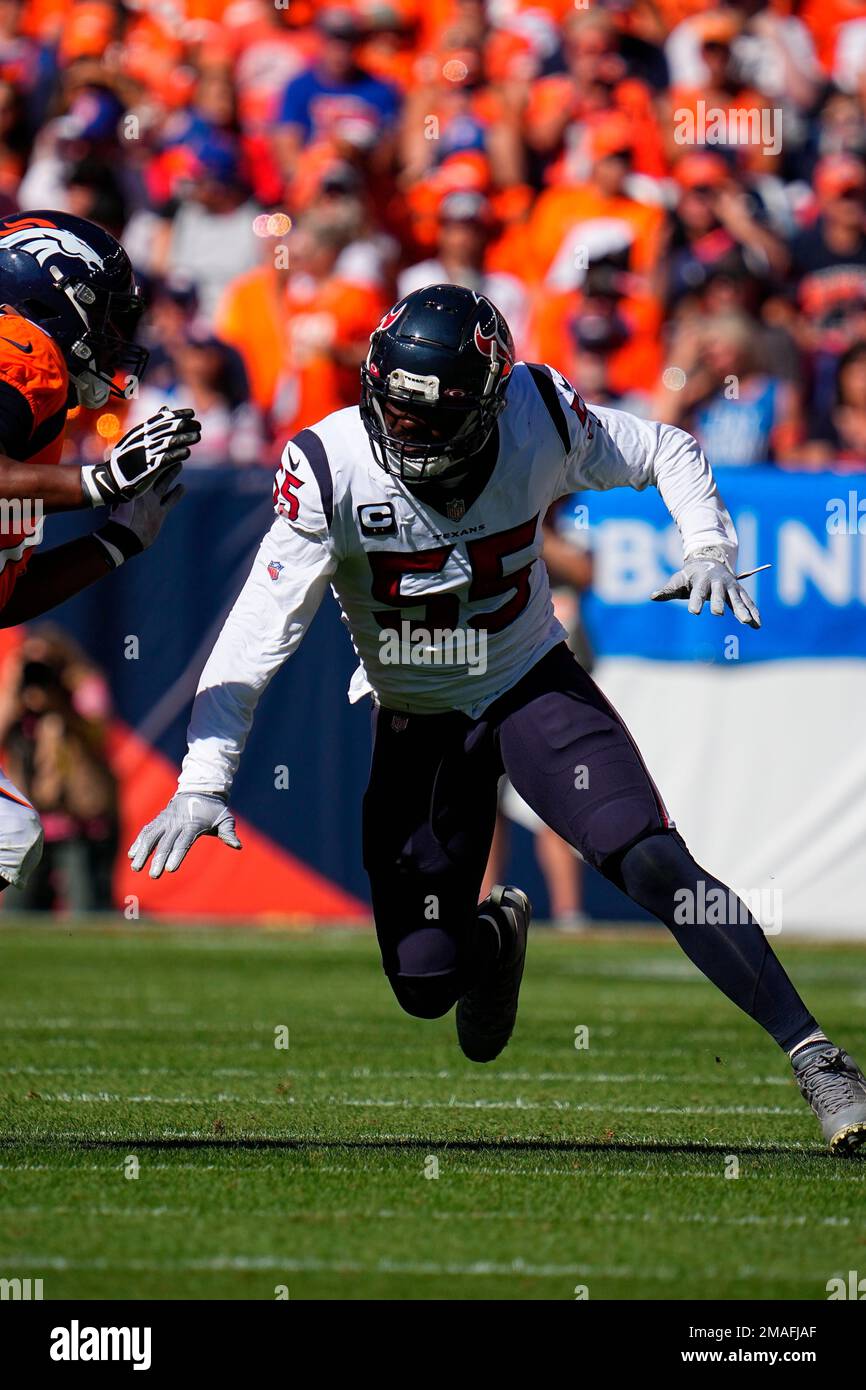 Houston Texans defensive end Jerry Hughes (55) against the Denver ...