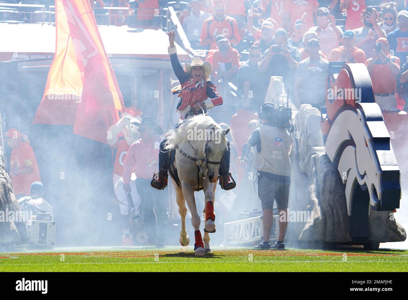 Denver Broncos mascot Thunder during the Denver Broncos v the Houston ...