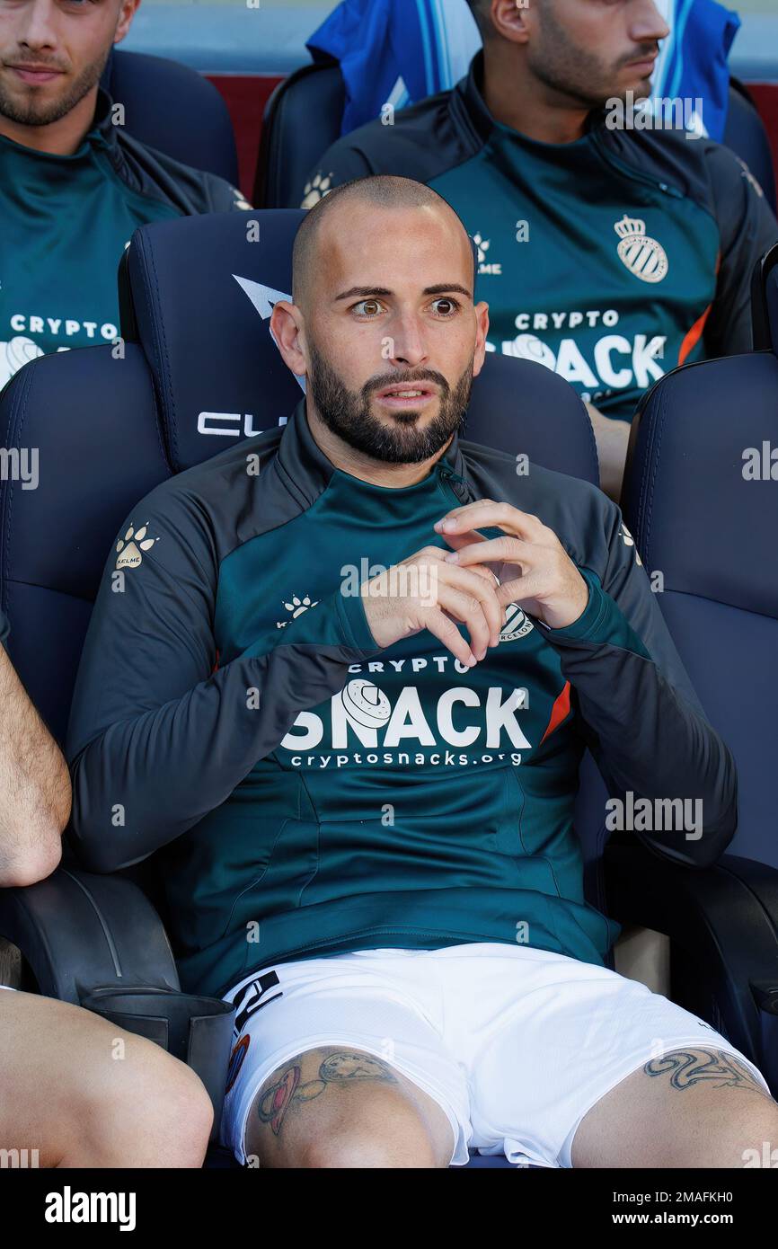 BARCELONA - DEC 31: Aleix Vidal sits on the bench at the LaLiga match ...