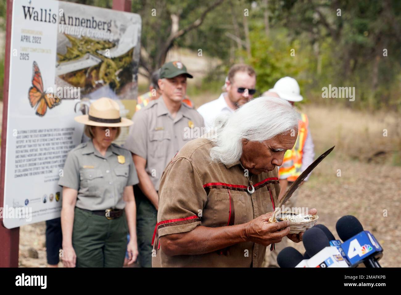Alan Salazar, of the Fernandino Tataviam Band of Mission Indians, gives ...
