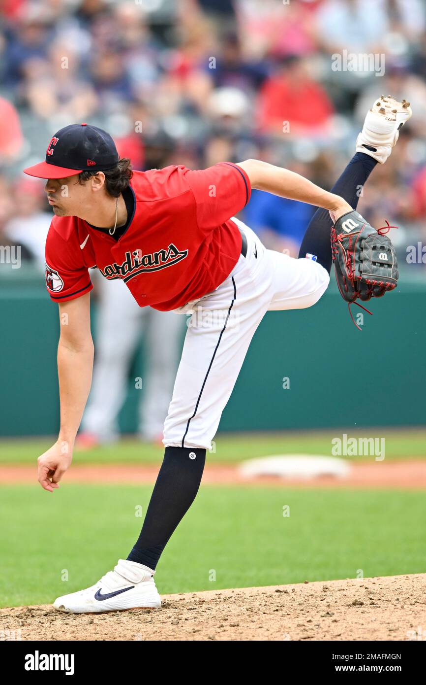 Cleveland Guardians starting pitcher Cal Quantrill delivers during the ...