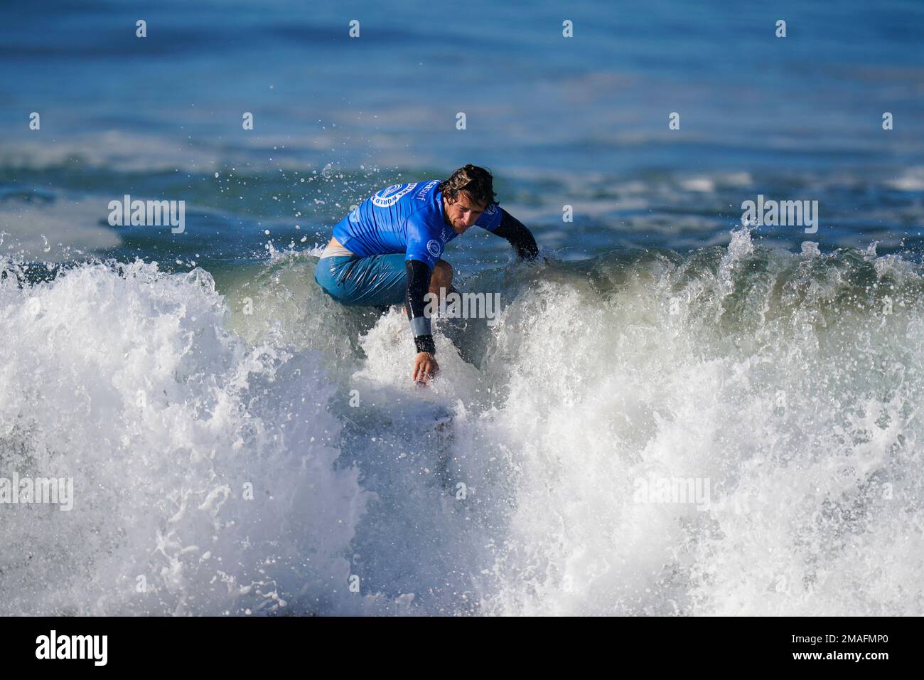 Jose Gundesen, of Argentina, competes during the ISA World Surfing ...