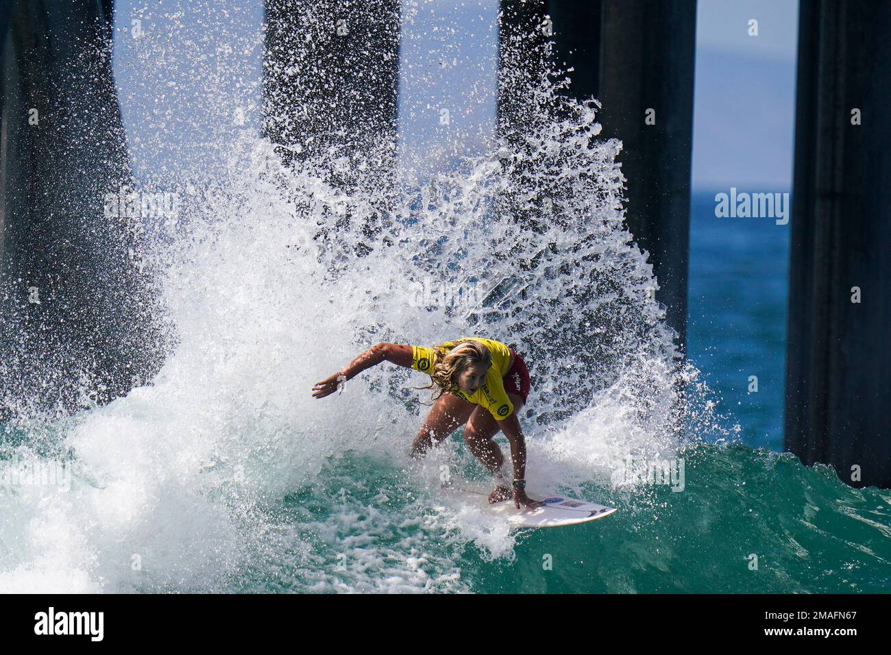 Gabriela Bryan competes during the ISA World Surfing Games in ...