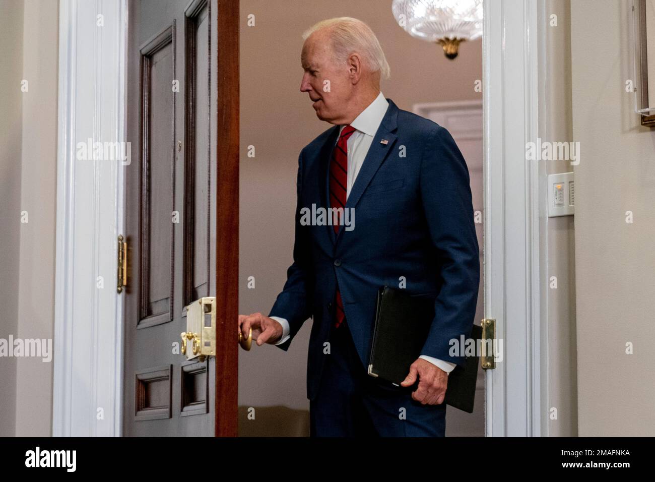 President Joe Biden arrives to speak about the DISCLOSE Act in the ...