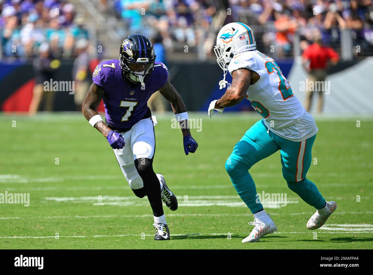 Baltimore Ravens wide receiver Rashod Bateman (7) in action against ...