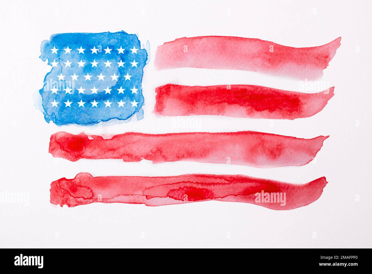 Hand drawing watercolor american flag on white background Stock Photo ...