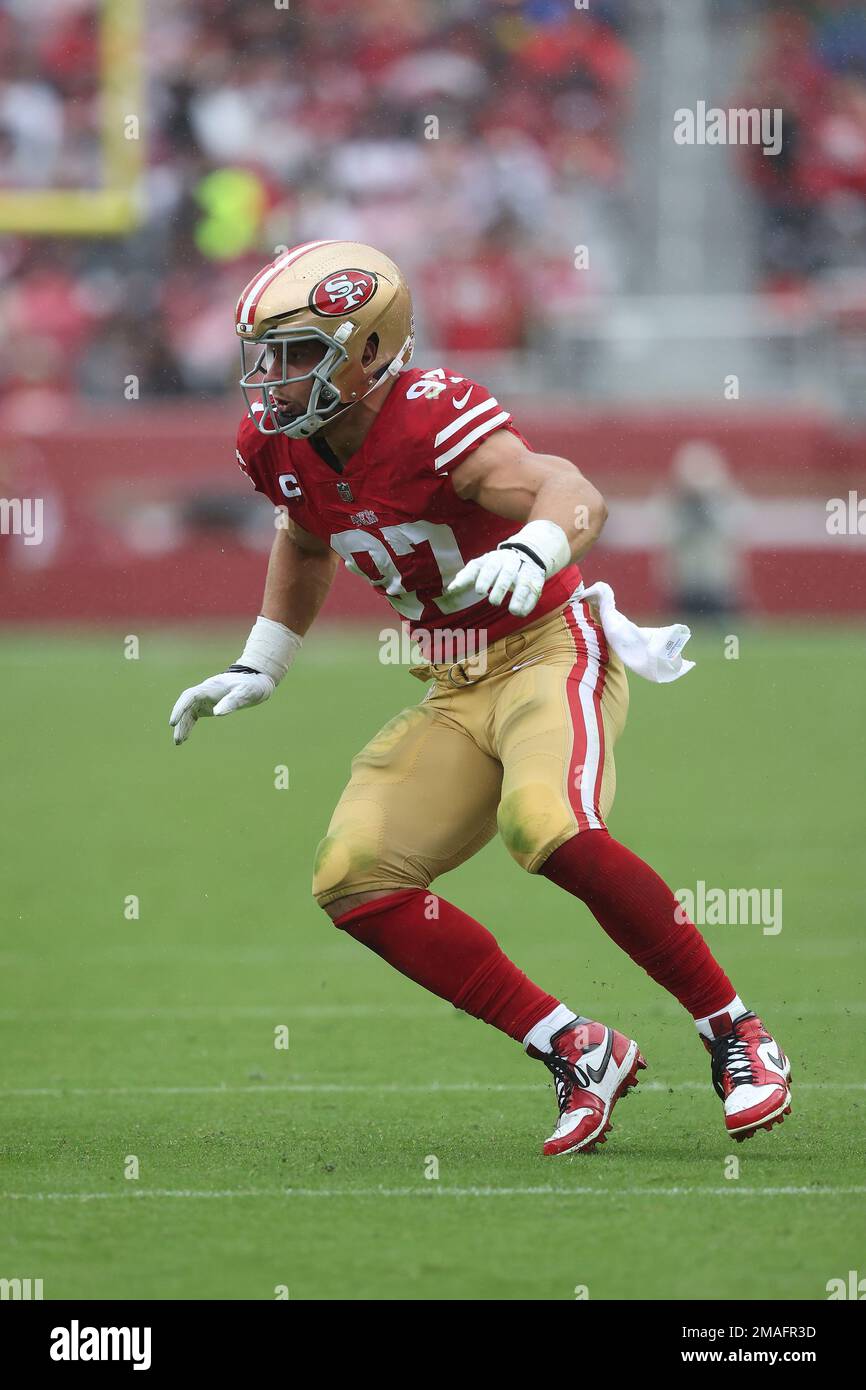 San Francisco 49ers defensive end Nick Bosa (97) defends against the ...