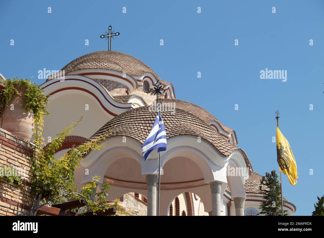 View on Monastery of Archangel Michael in Greece, Thasos Island, with ...