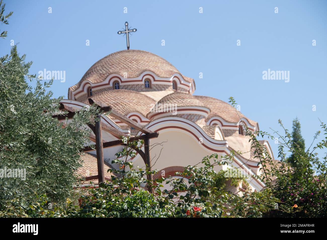 View on Monastery of Archangel Michael in Greece, Thasos Island, with ...