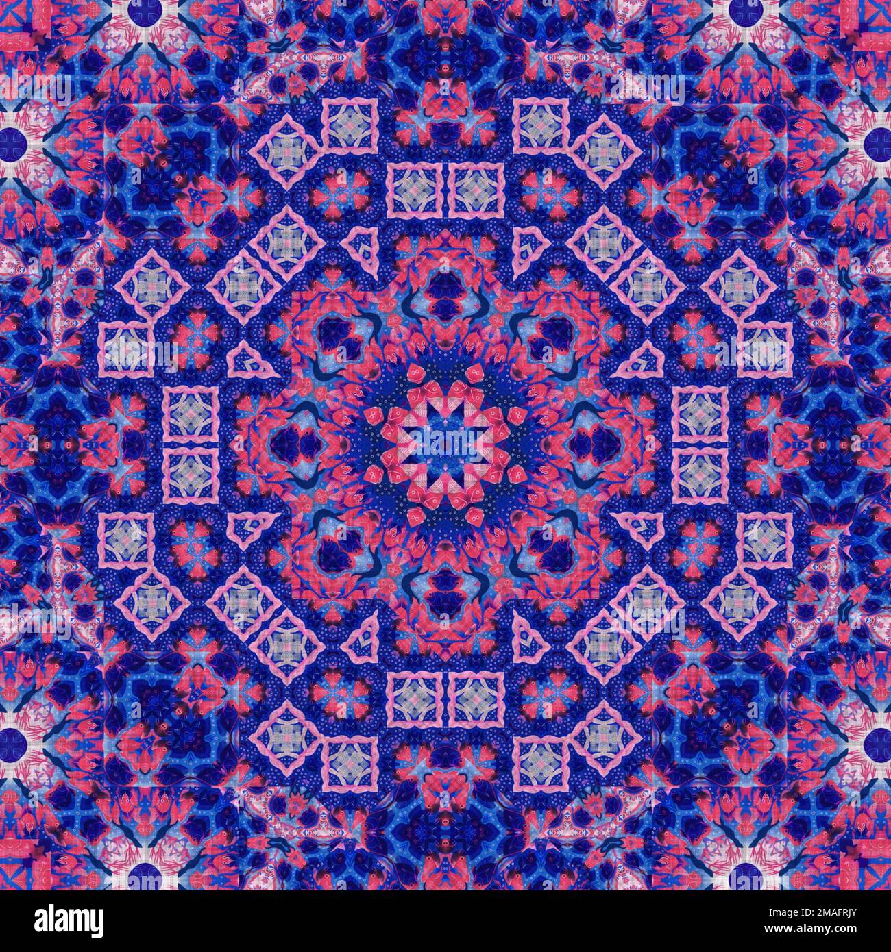 Nautical boho bandanna coastal patchwork fabric tile. Seamless pattern in patched washed fabric ...