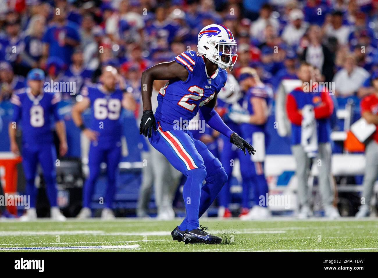 Buffalo Bills cornerback Kaiir Elam (24) defends during an NFL football ...