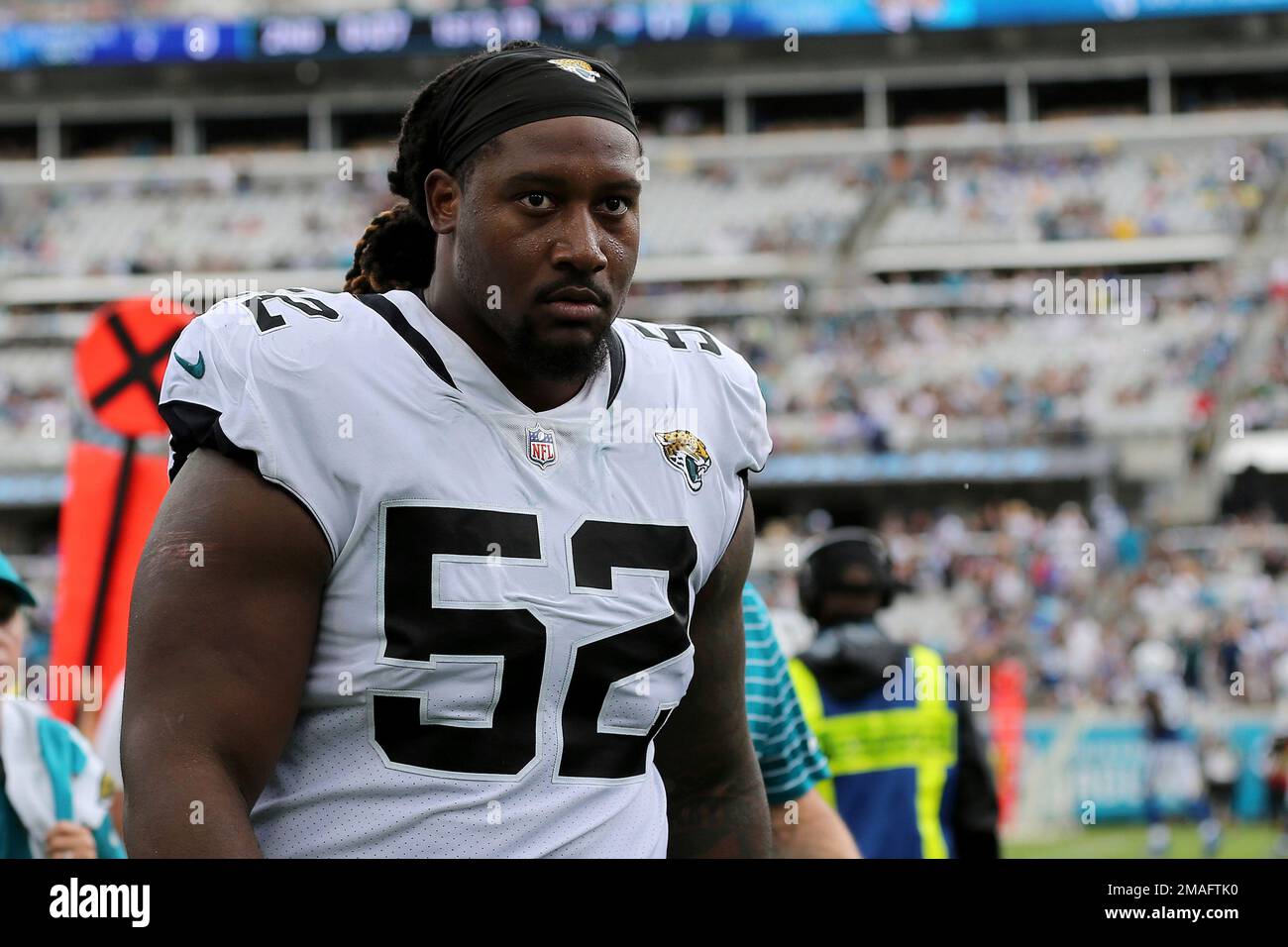 Jacksonville Jaguars defensive tackle DaVon Hamilton (52) walks off the ...