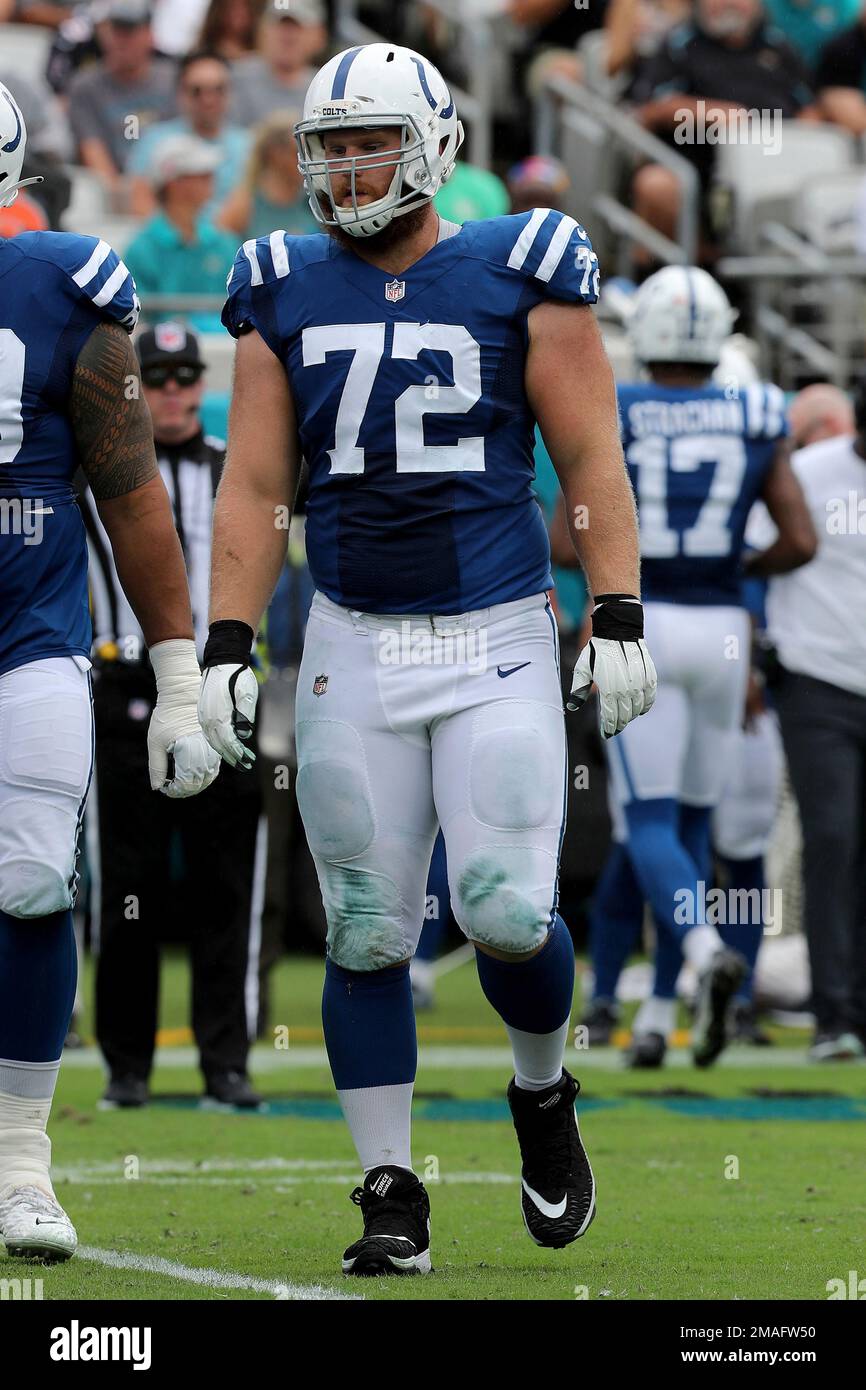Indianapolis Colts offensive tackle Braden Smith (72) leaves the huddle ...