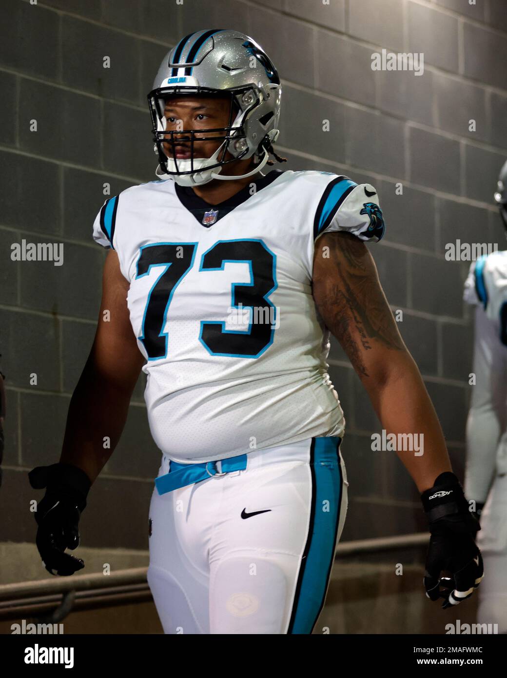 Carolina Panthers guard Michael Jordan (73) takes the field before an ...