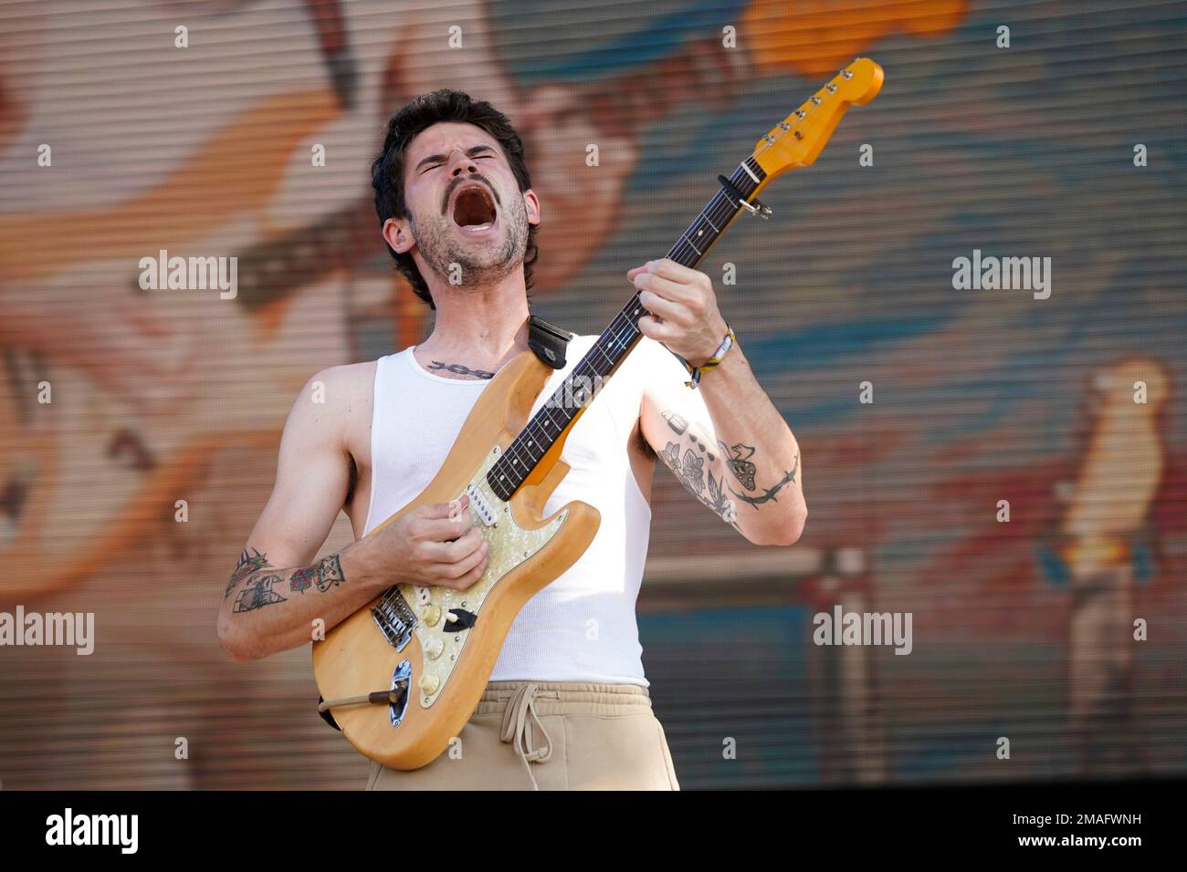 Eric Butler, of the band Mom Jeans., performs on day three of Riot Fest ...