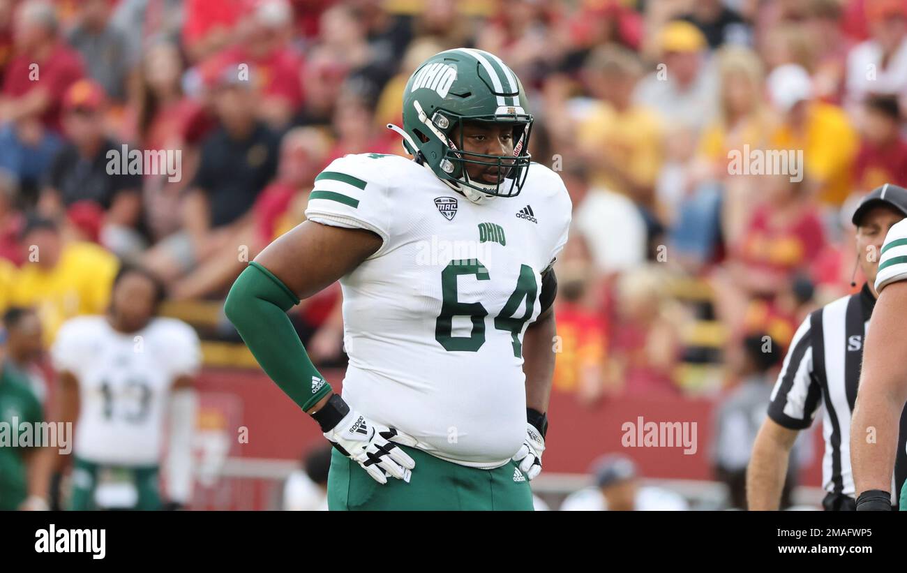 Ohio offensive lineman Shedrick Rhodes Jr. (64) during an NCAA college ...