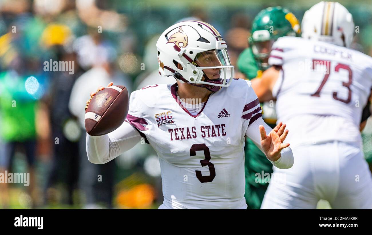 Texas State quarterback Layne Hatcher (3) is seen during an NCAA ...