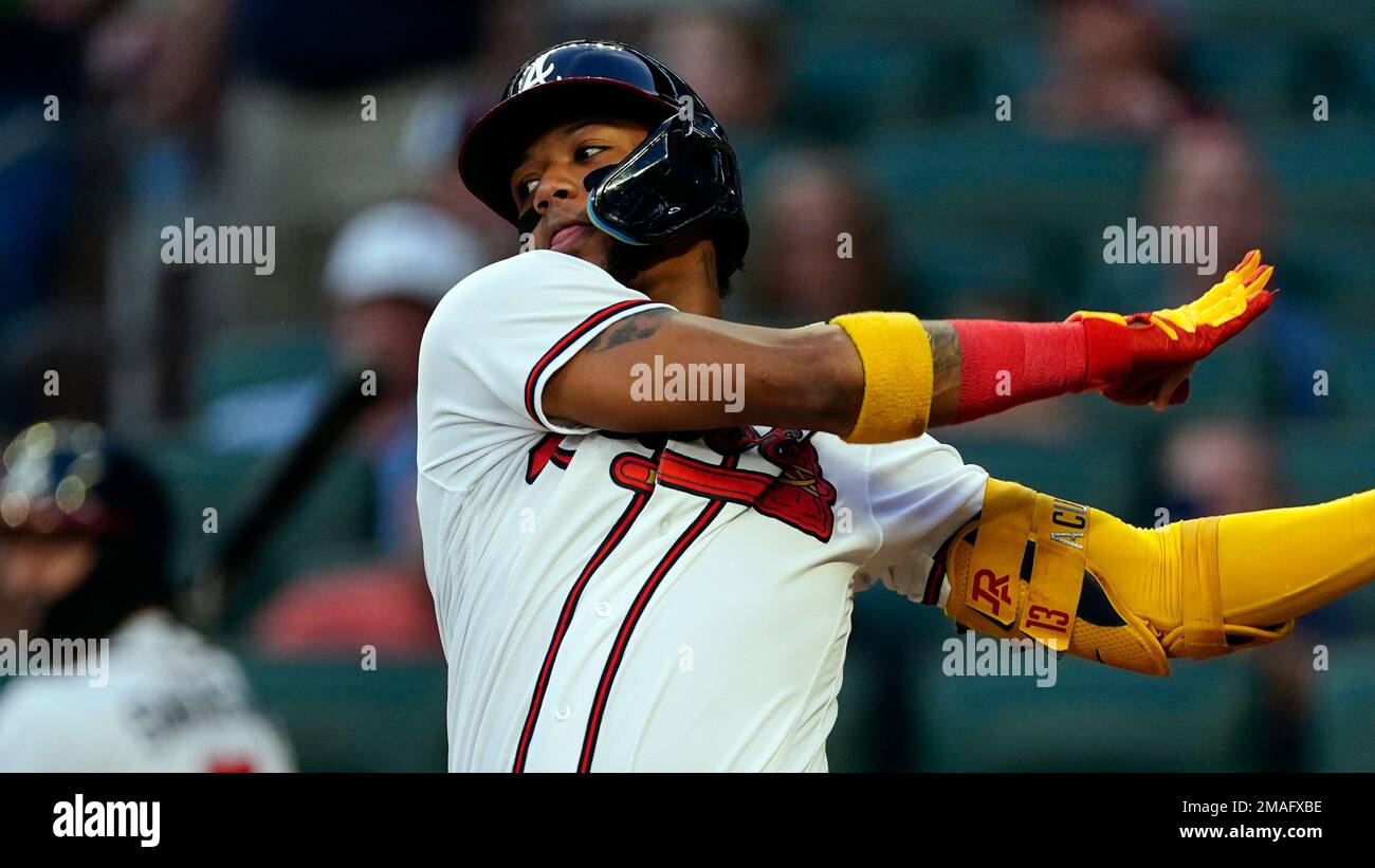 Atlanta Braves right fielder Ronald Acuna Jr. (13) bats during a ...
