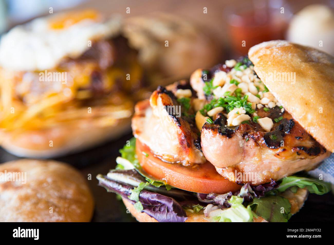 Authentic top quality American Chicken Burger Stock Photo - Alamy