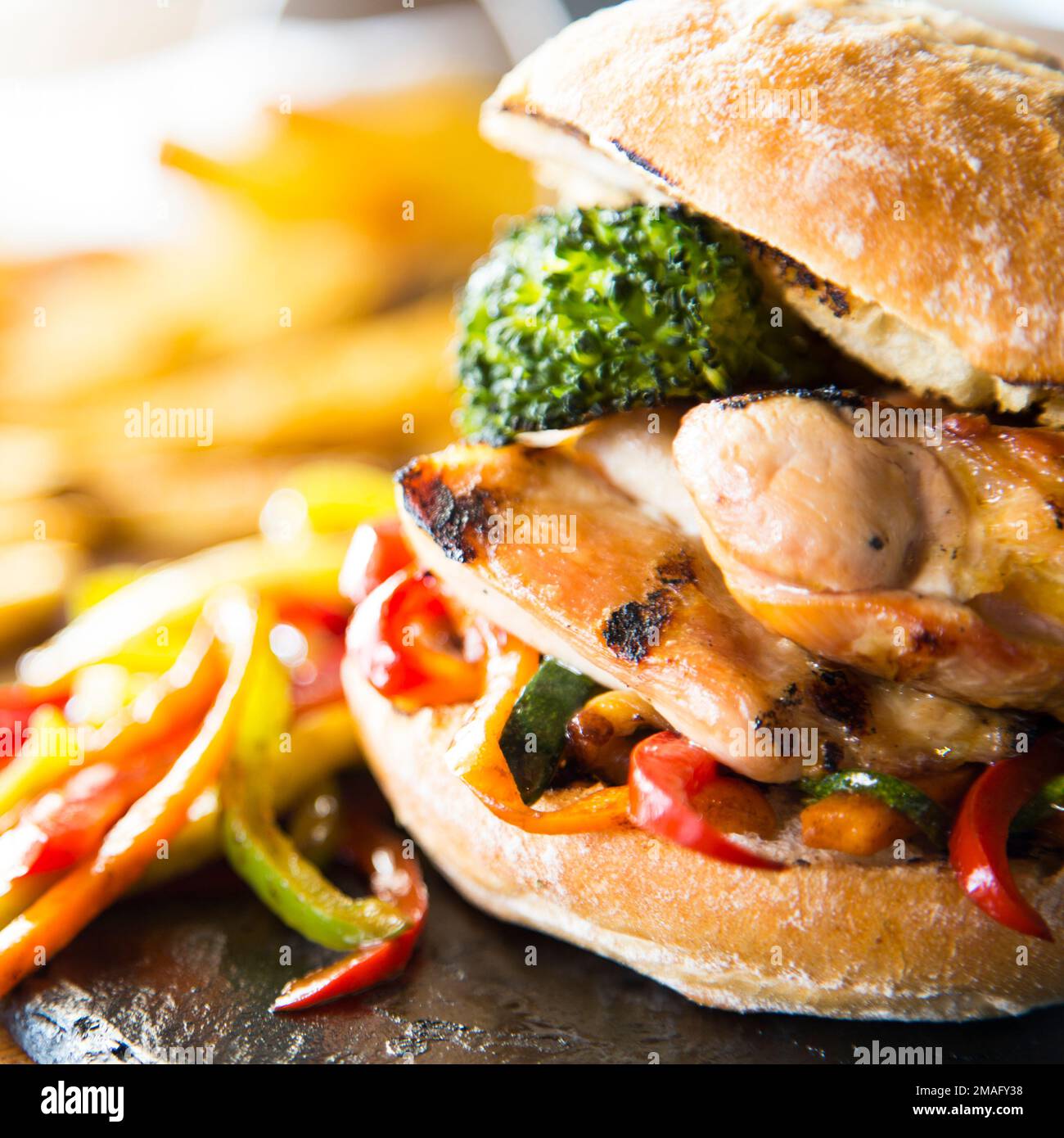 Authentic top quality American Chicken Burger Stock Photo - Alamy