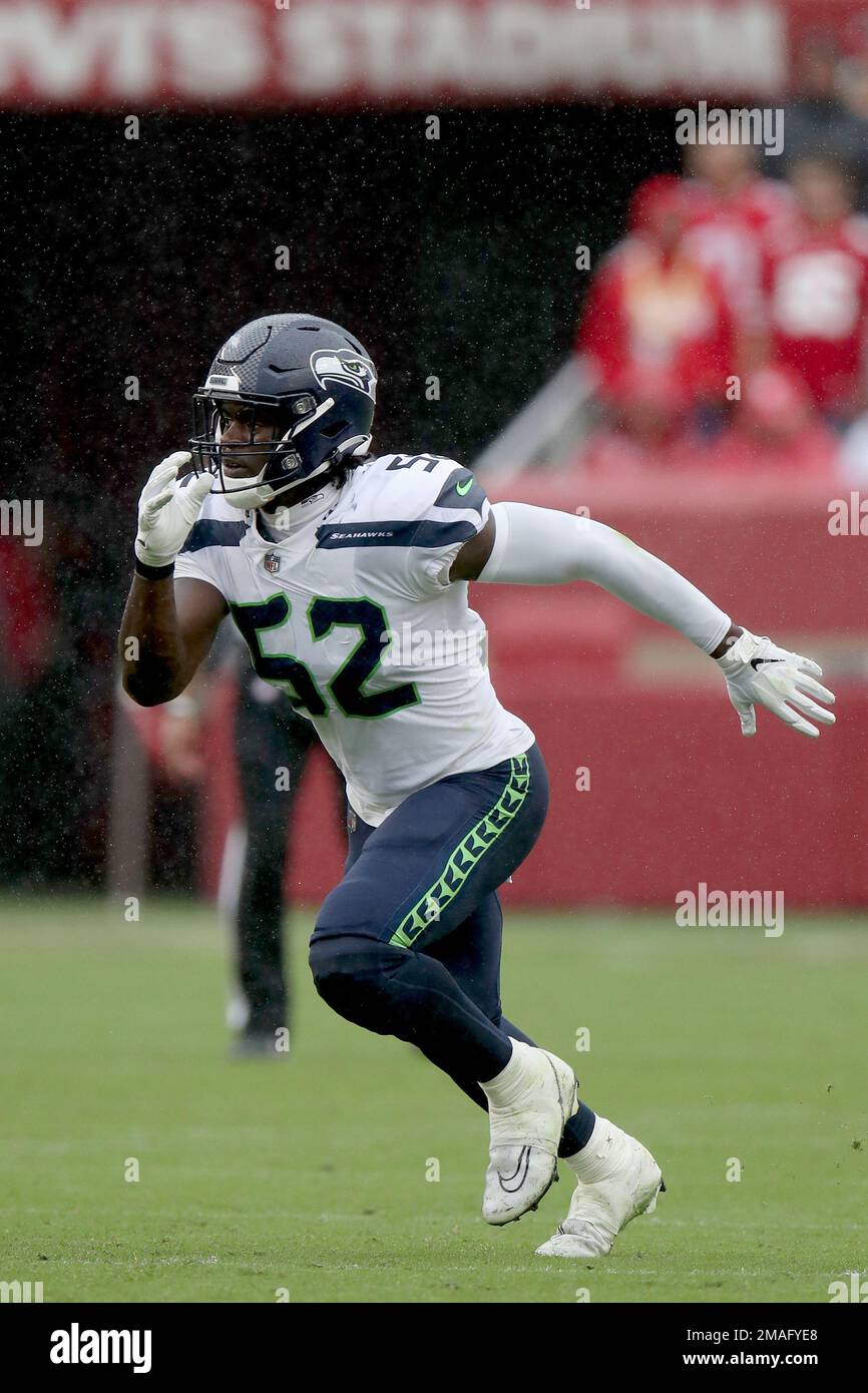Seattle Seahawks defensive end Darrell Taylor (52) runs a play during ...