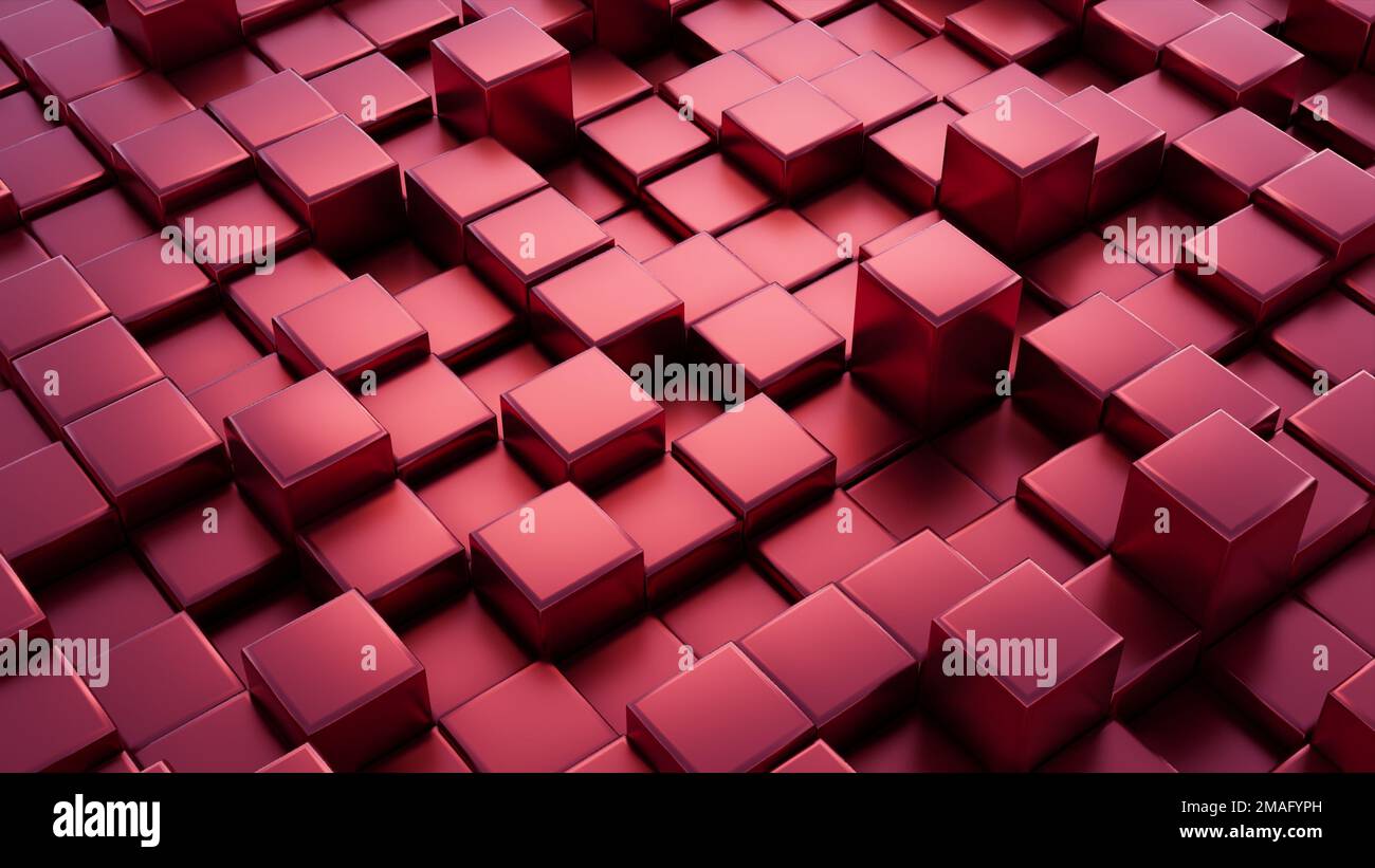 Red 3D abstract cubes shiny surface with shadows background Illustration Stock Photo - Alamy