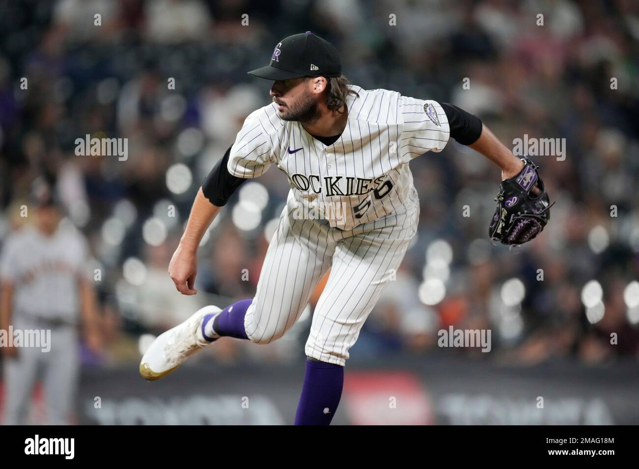 Colorado Rockies relief pitcher Chad Smith works the San Francisco ...
