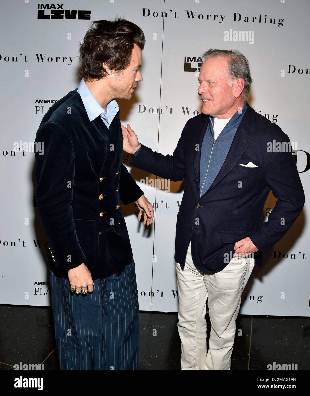 Harry Styles, left, and Warner Bros. Discovery CEO David Zaslav attend ...