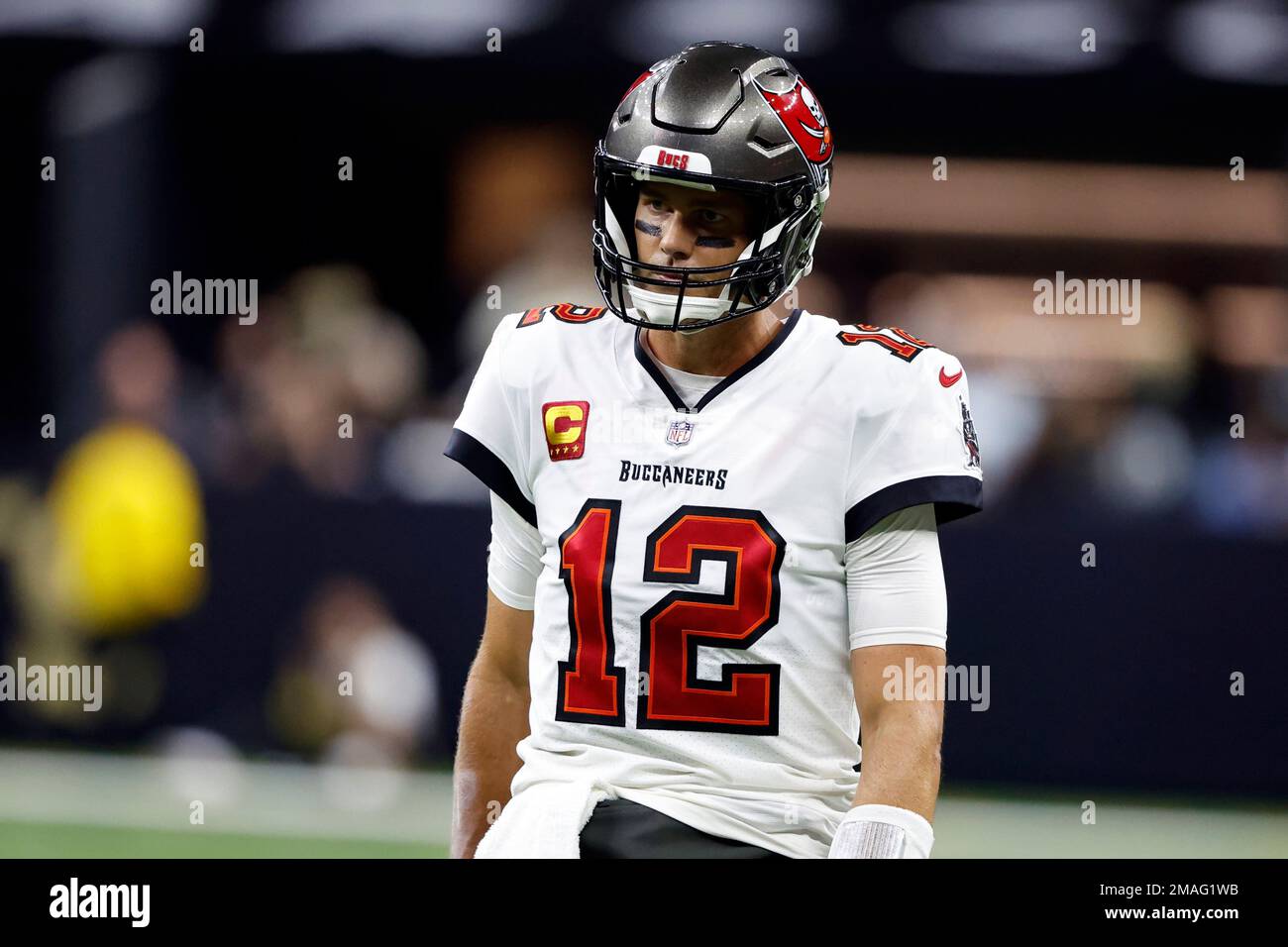 Tampa Bay Buccaneers quarterback Tom Brady walks off the field during ...