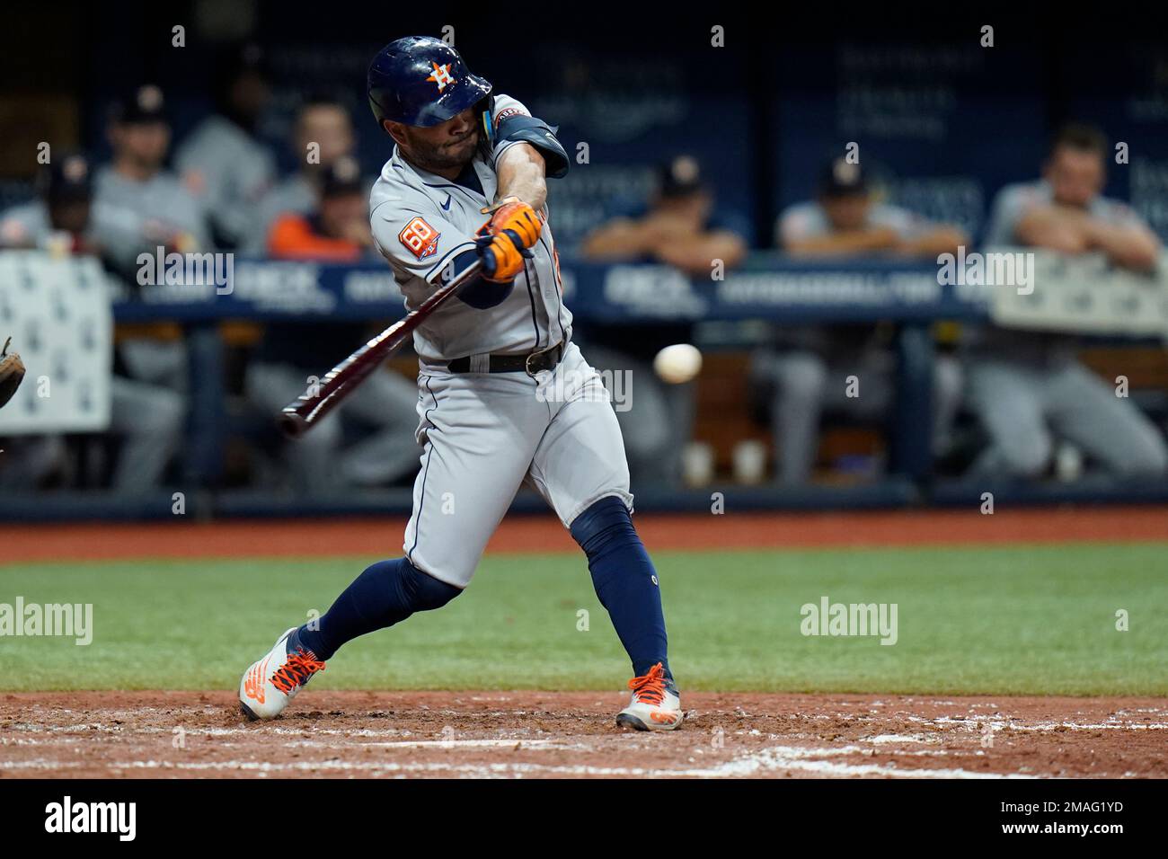 Houston Astros' Jose Altuve bats against the Tampa Bay Rays during the ...