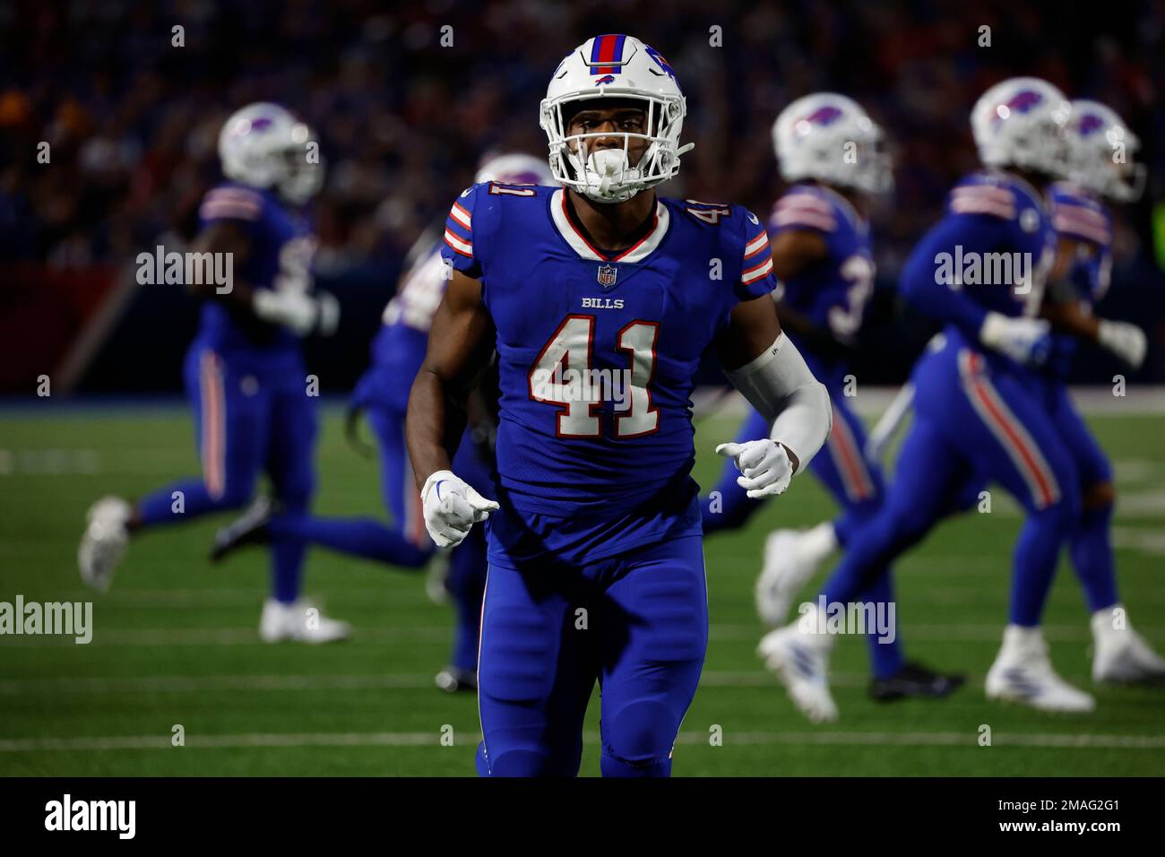 Buffalo Bills' Reggie Gilliam (41) during the first half of an NFL football game against the ...